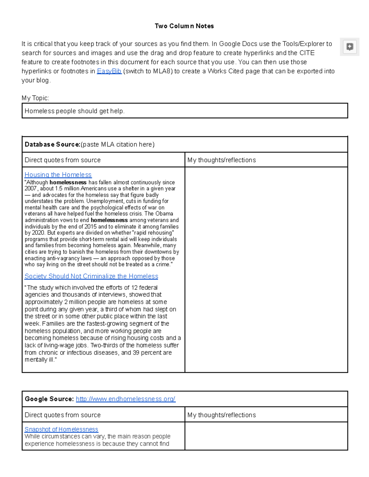 2 Note-taking Formative - not for a grade - Two Column Notes It is ...