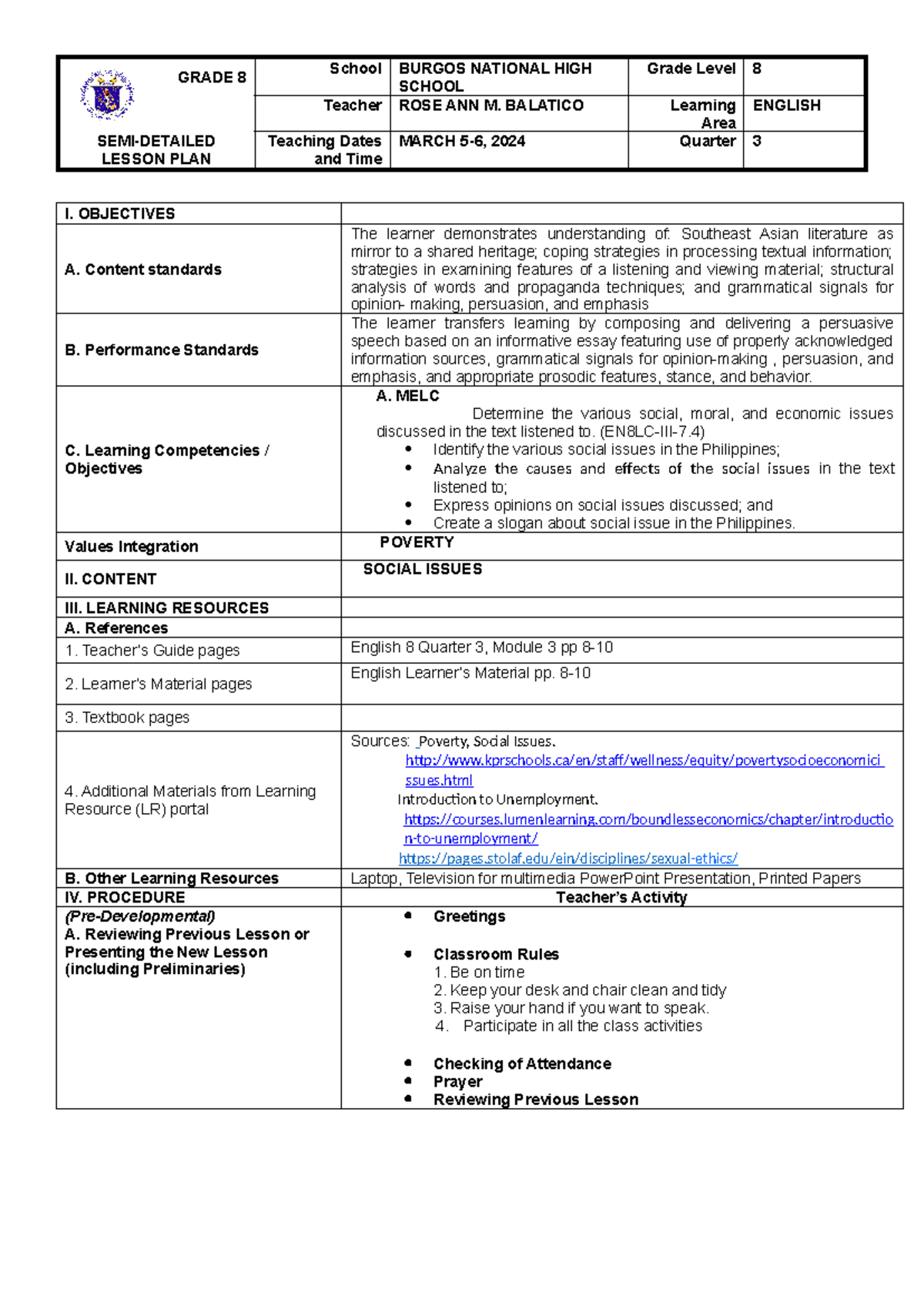 Daily- Lesson-PLAN - Informative - GRADE 8 School BURGOS NATIONAL HIGH ...