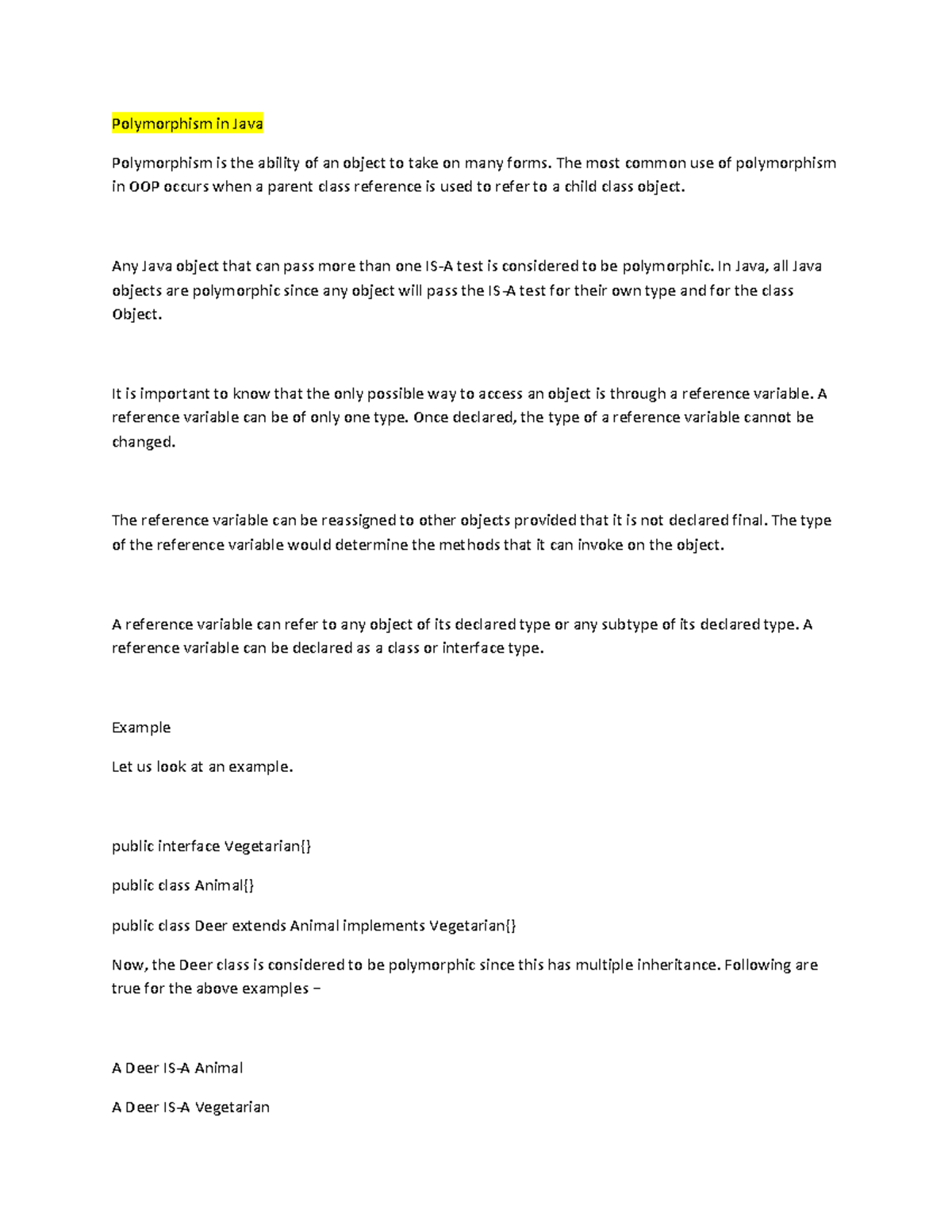 Polymorphism in-WPS Office - Polymorphism in Java Polymorphism is the ...