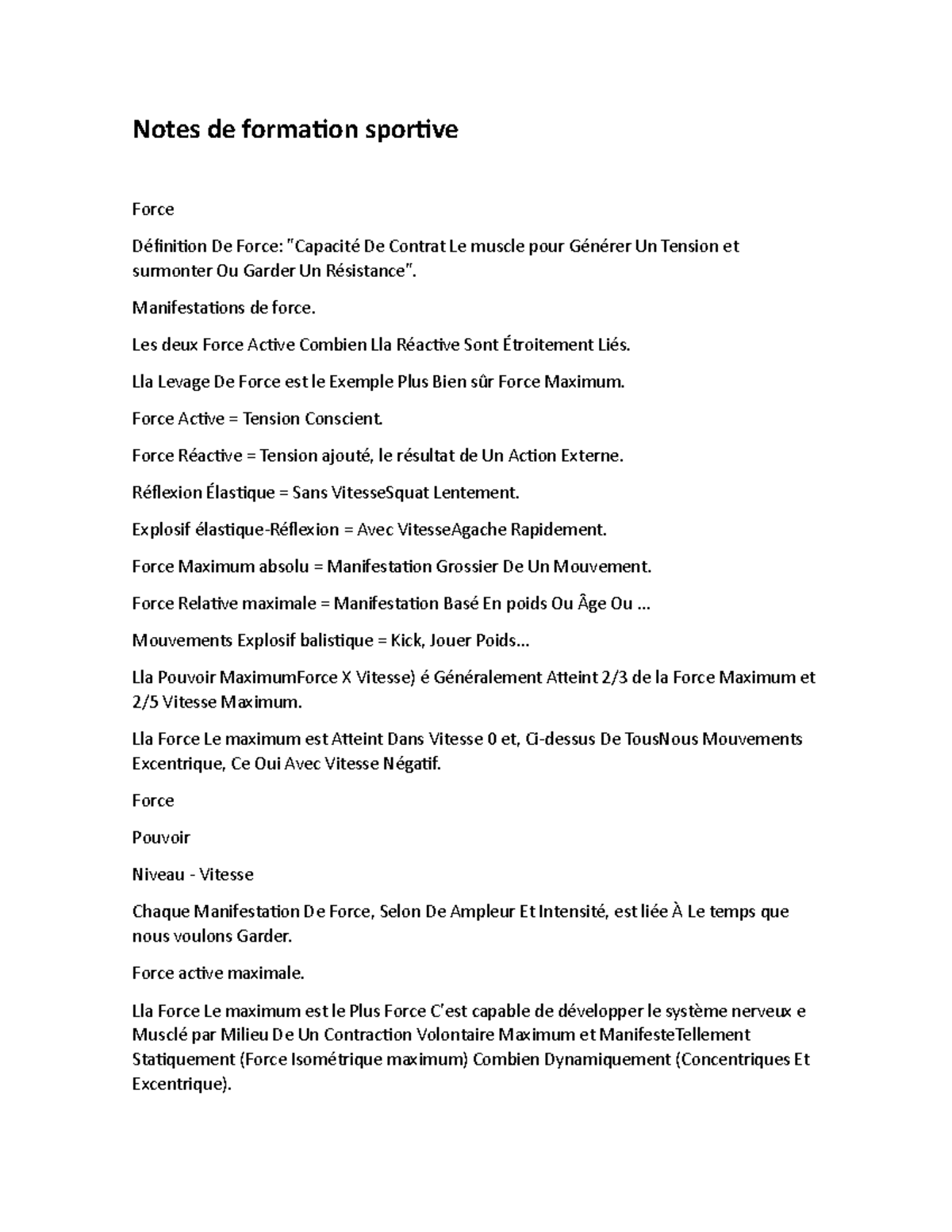 Notes de formation sportive - Notes de formation sportive Force ...