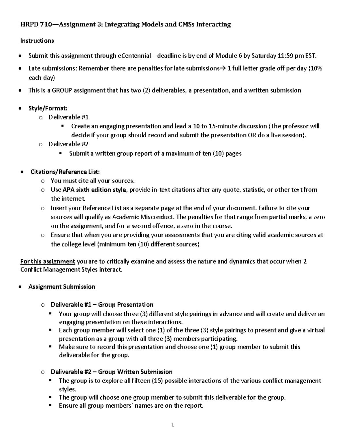 Assignment 3 - Integrating Models and CMSs Interacting - HRPD 710 ...