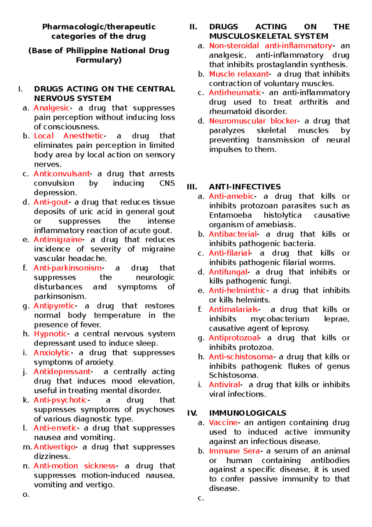 Hospi - Classification of drugs - Pharmacologic/therapeutic categories ...