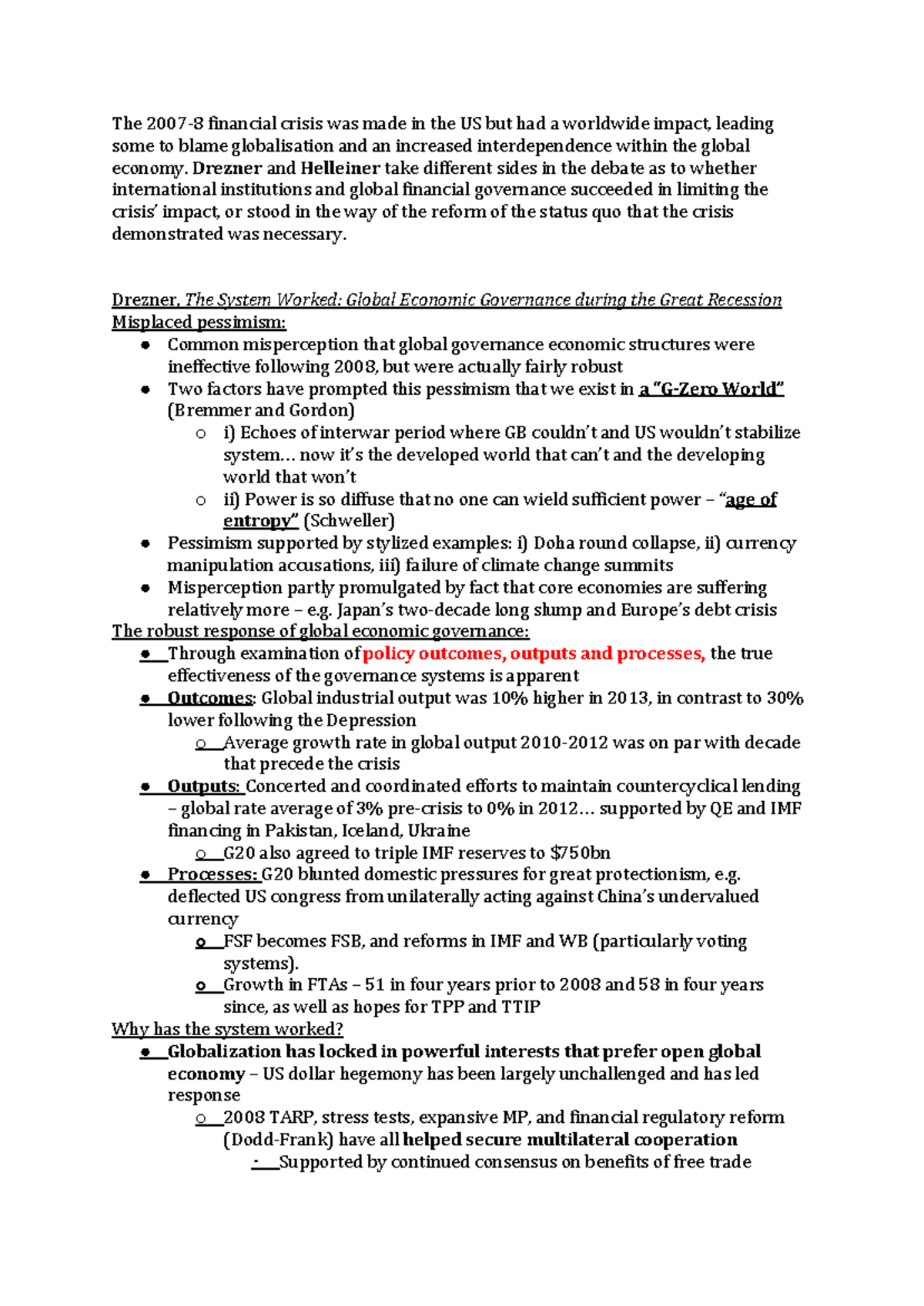 Globalisation 2008 Financial Crisis Notes The Financial Crisis Was