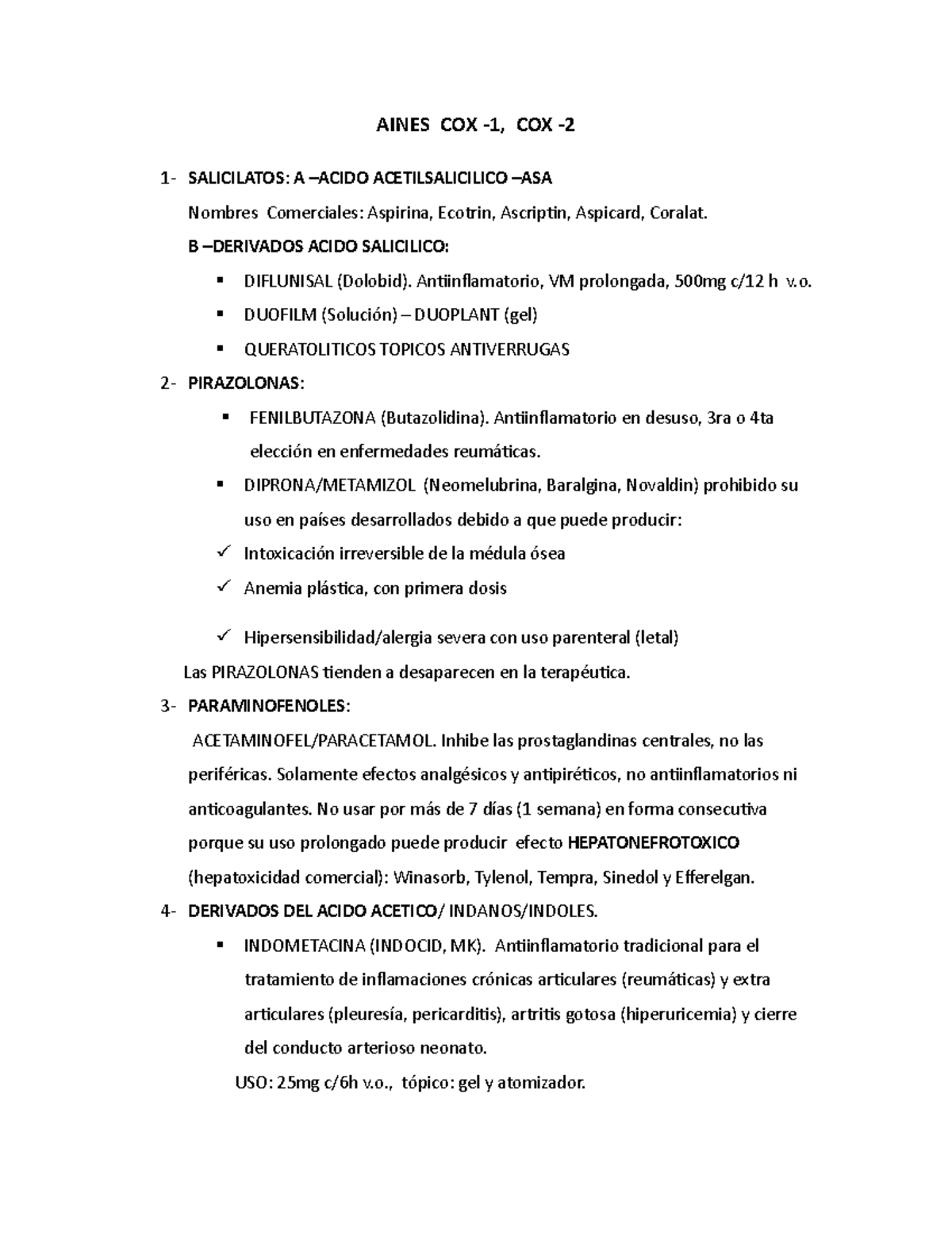Aines COX - para repasar los AINE - AINES COX -1, COX - 1- SALICILATOS ...