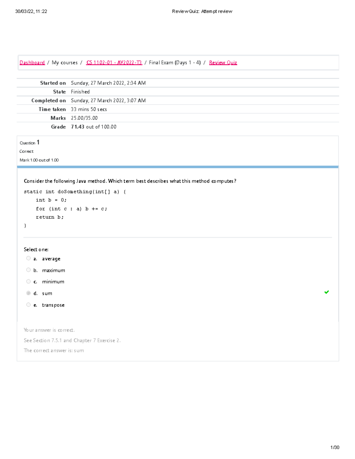Review Quiz - Practice material to improve your knowledge CS 1102 ...