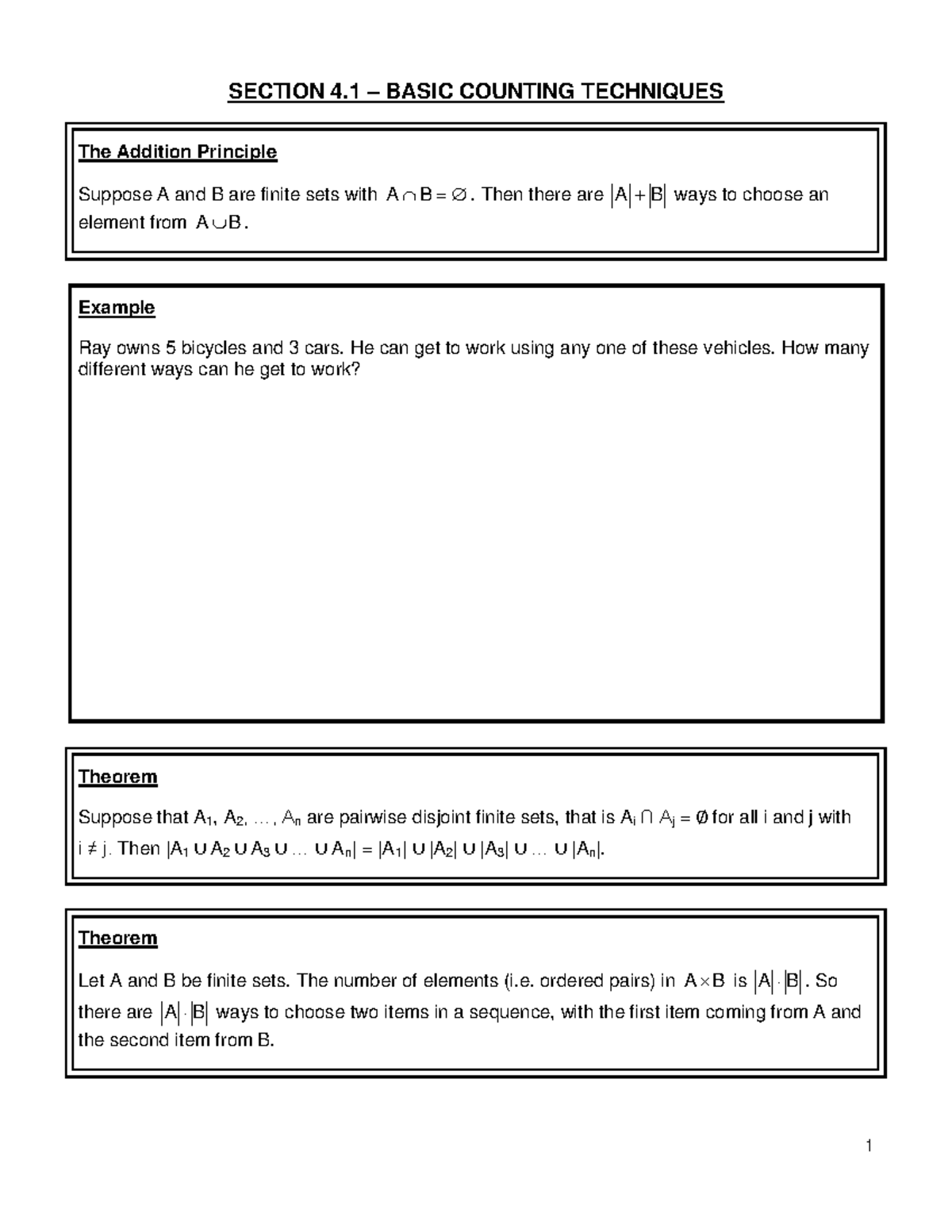 Section 4.1 – Basic Counting Techniques - SECTION 4 – BASIC COUNTING ...