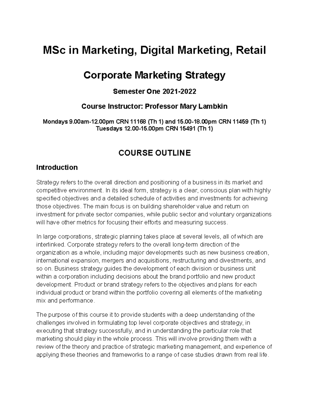 MSc CMS Course Outline 2021 - Tagged - MSc in Marketing, Digital ...