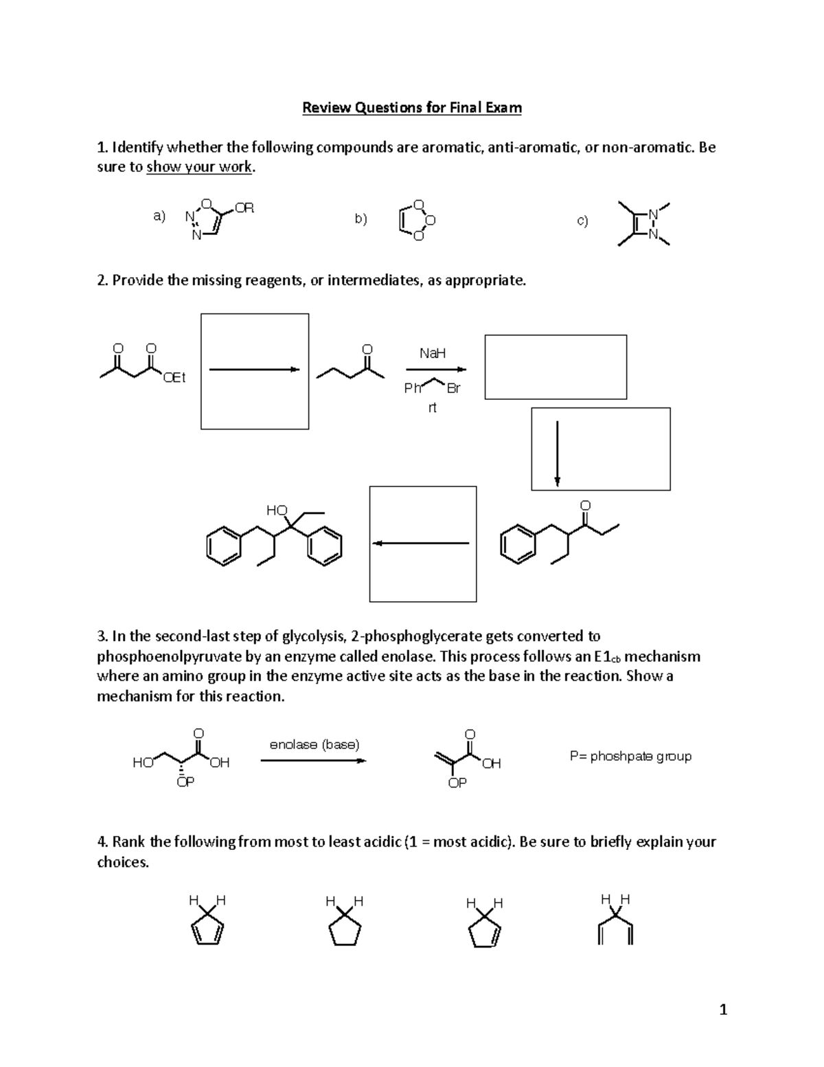 Ochem+II+Review+Questions+for+Final+Exam+Spring+2021 - 1 Review ...
