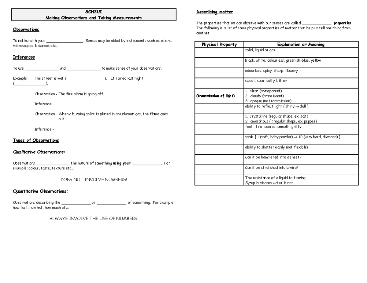 Matter and bonding student notes 17 small - SCH3UI Making Observations ...