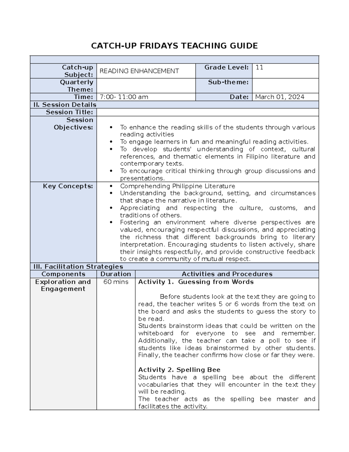Catch up Friday week 3 grade 12 - CATCH-UP FRIDAYS TEACHING GUIDE Catch ...
