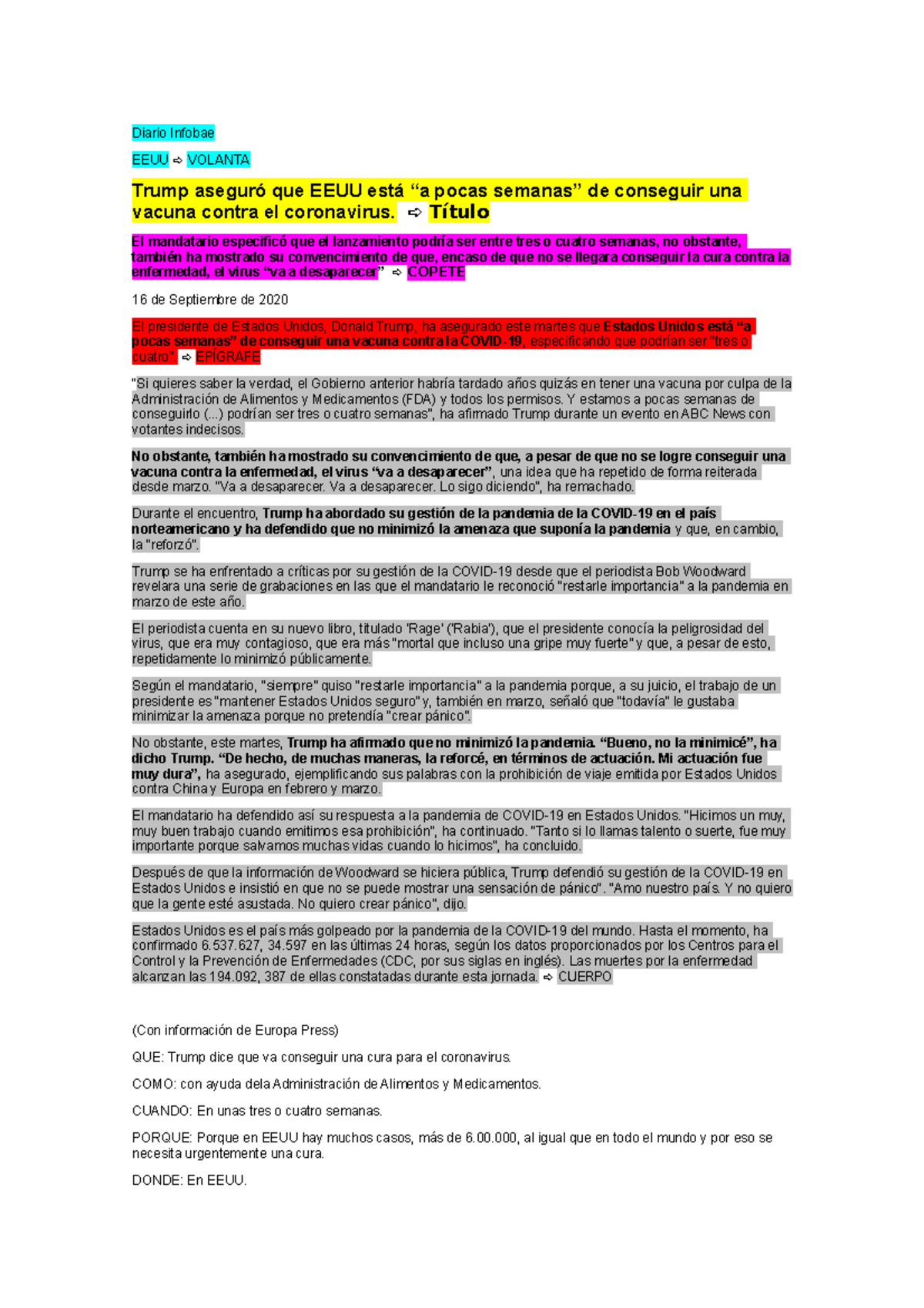 Repaso, la noticia - Diario Infobae EEUU VOLANTA Trump aseguró que EEUU ...