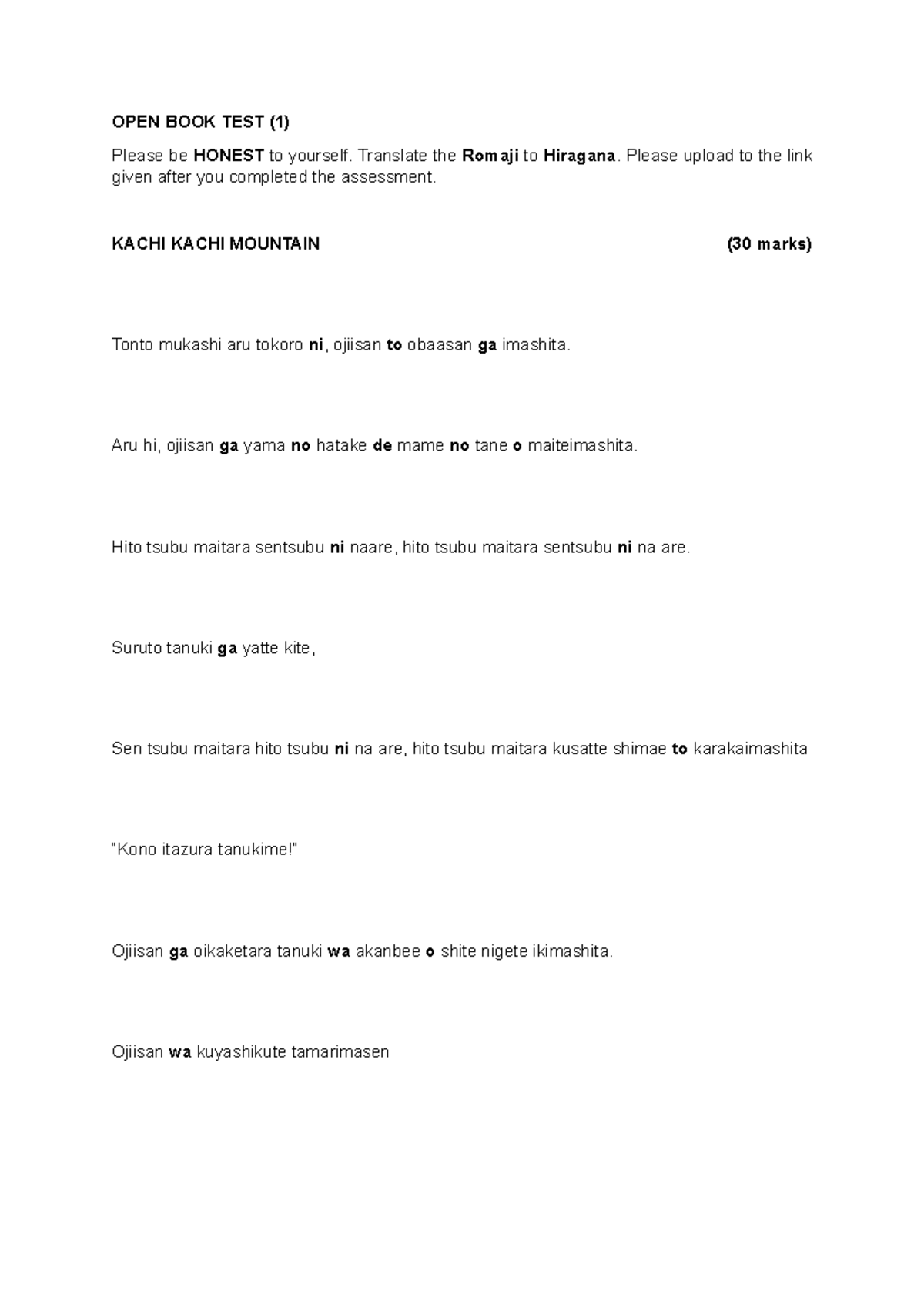 OPEN BOOK TEST - this is a note only - OPEN BOOK TEST (1) Please be ...