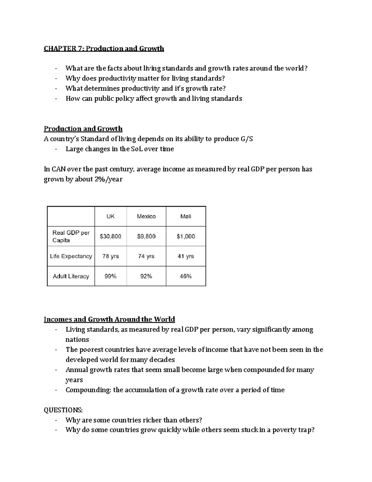 Macro Chapter 7 - Collins Ayoo - CHAPTER 7: Production and Growth What ...