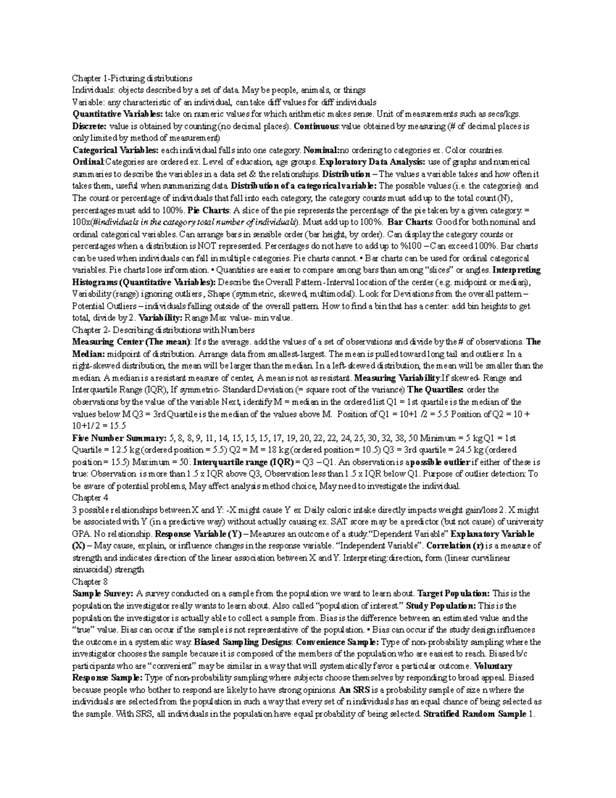 Stats Notes - Chapter 1-Picturing distributions Individuals: objects ...