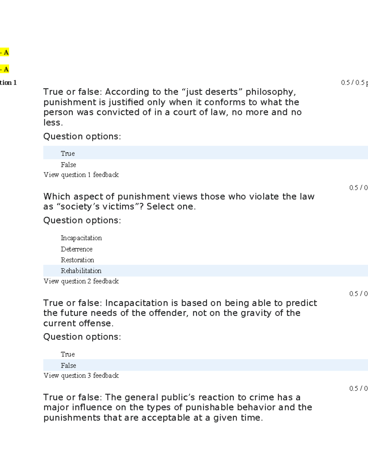 CJ-210 Module-1-1 Check Your Knowledge Quiz - A A 1 0 / 0 p True or ...