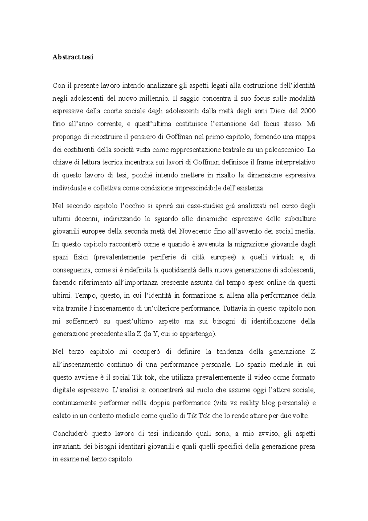 Abstract tesi di laurea teorie e tecniche dei media digitali - Abstract ...