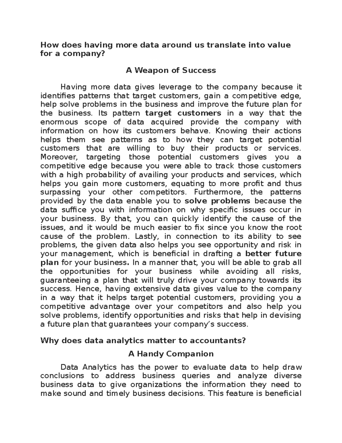 Topic 5 Forums - How does having more data around us translate into ...