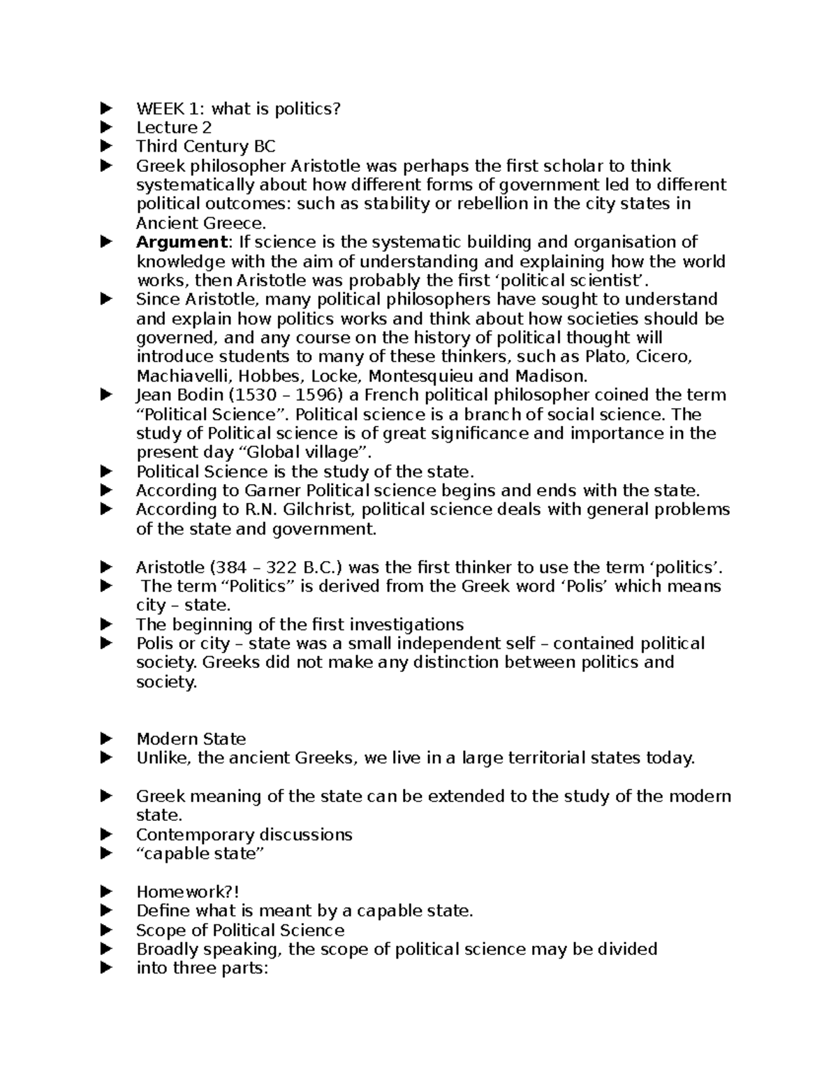 What is Politics notes 2020 - WEEK 1: what is politics? Lecture 2 Third ...