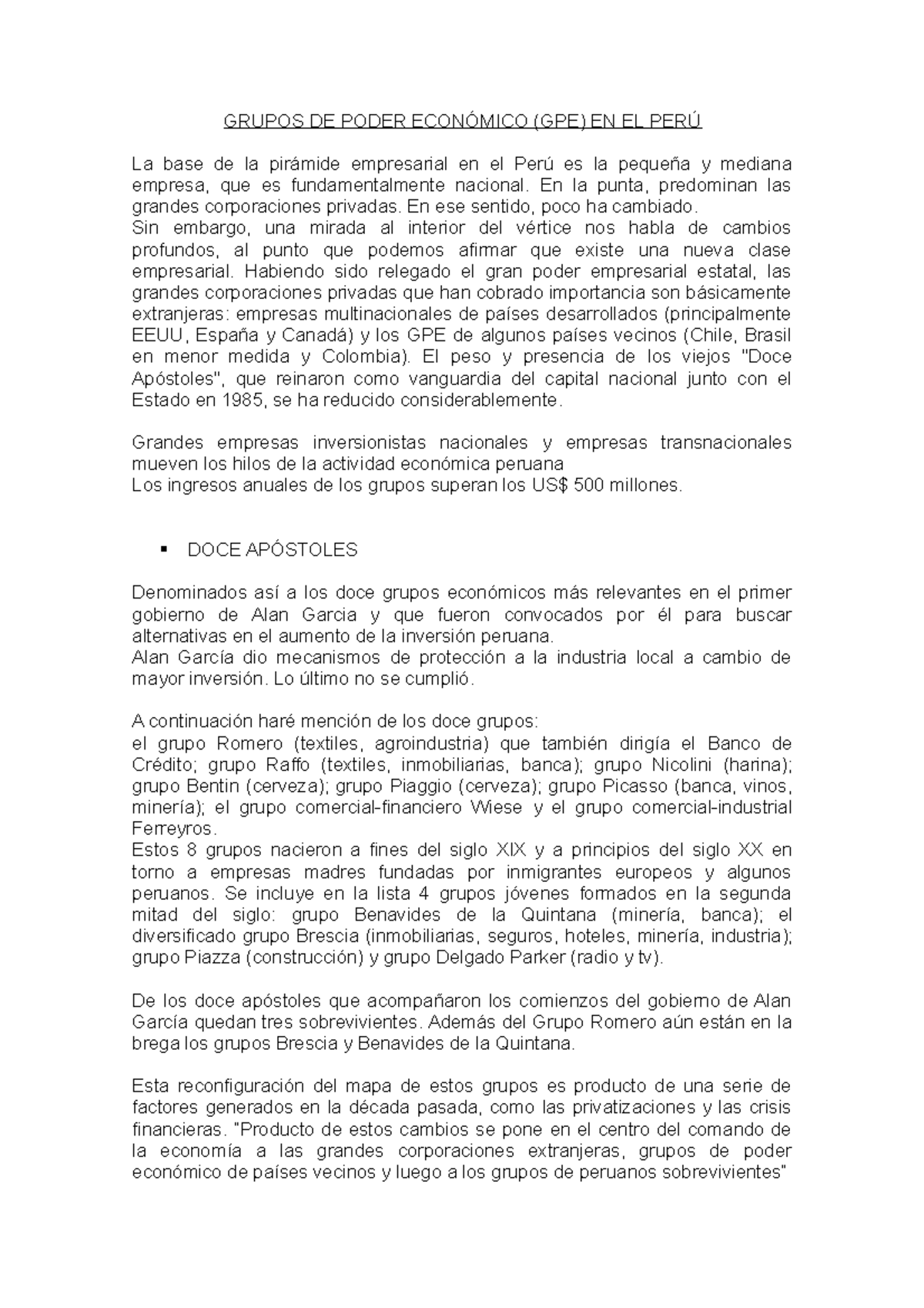 Arch 456 Grupos DE Poder Empresarial - GRUPOS DE PODER ECONÓMICO (GPE ...