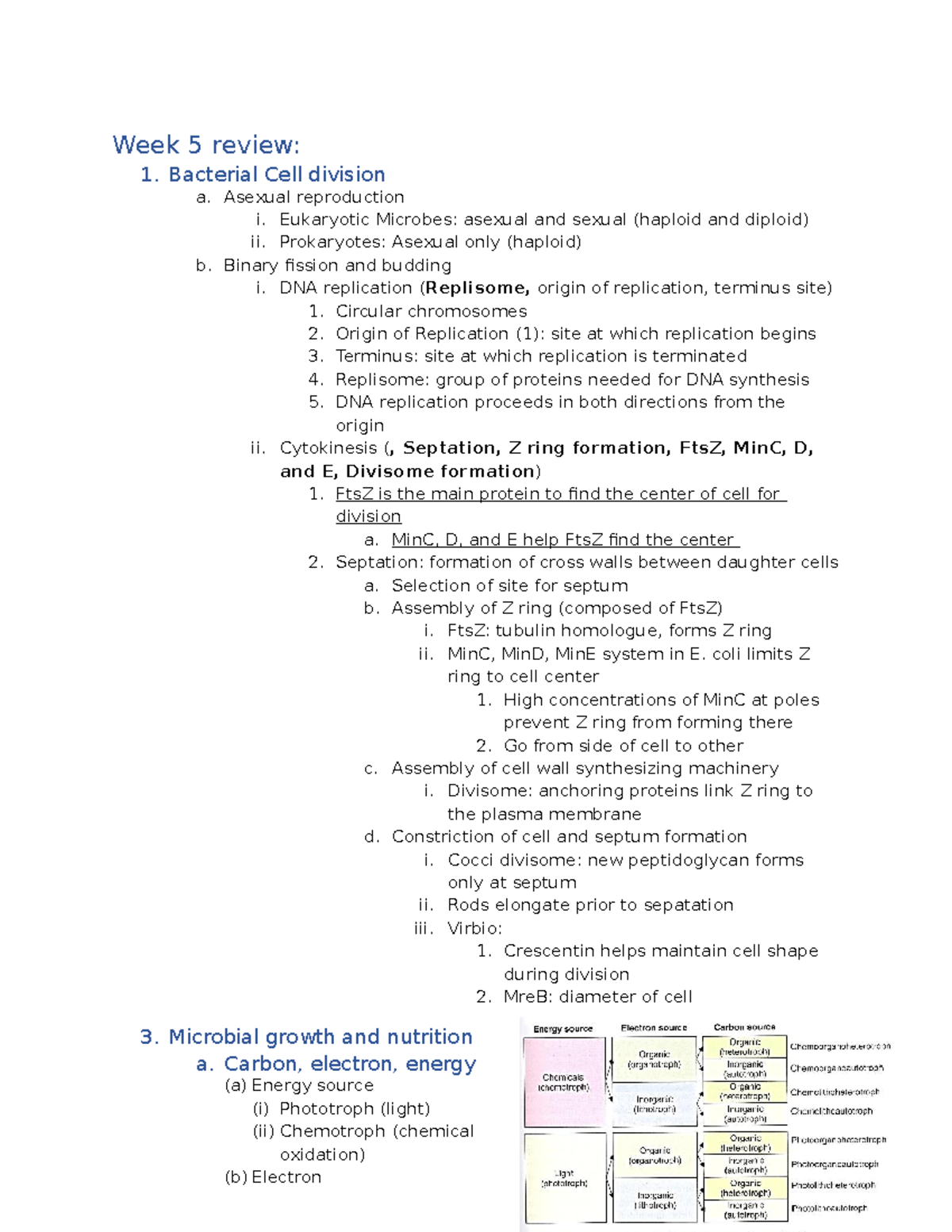 Exam 2 outline - exam 2 notes- lab - Week 5 review: 1. Bacterial Cell ...