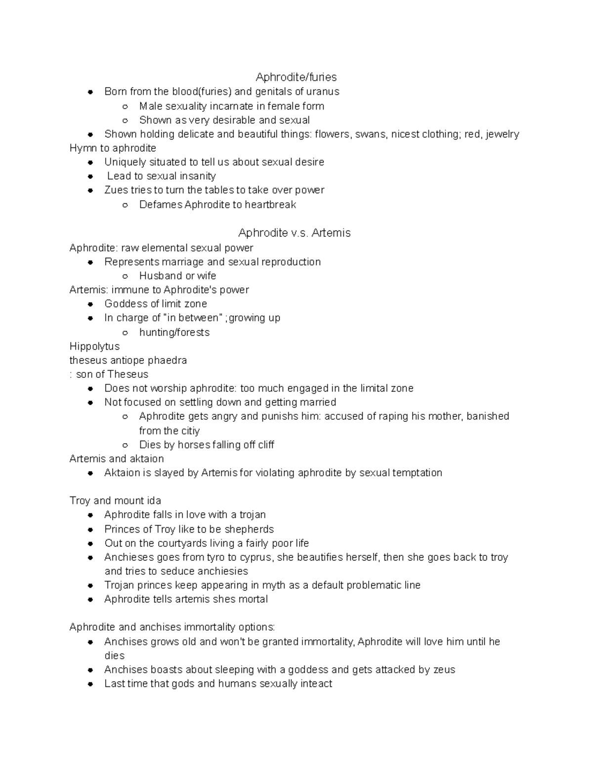 The olympian gods - Aphrodite/furies Born from the blood(furies) and ...