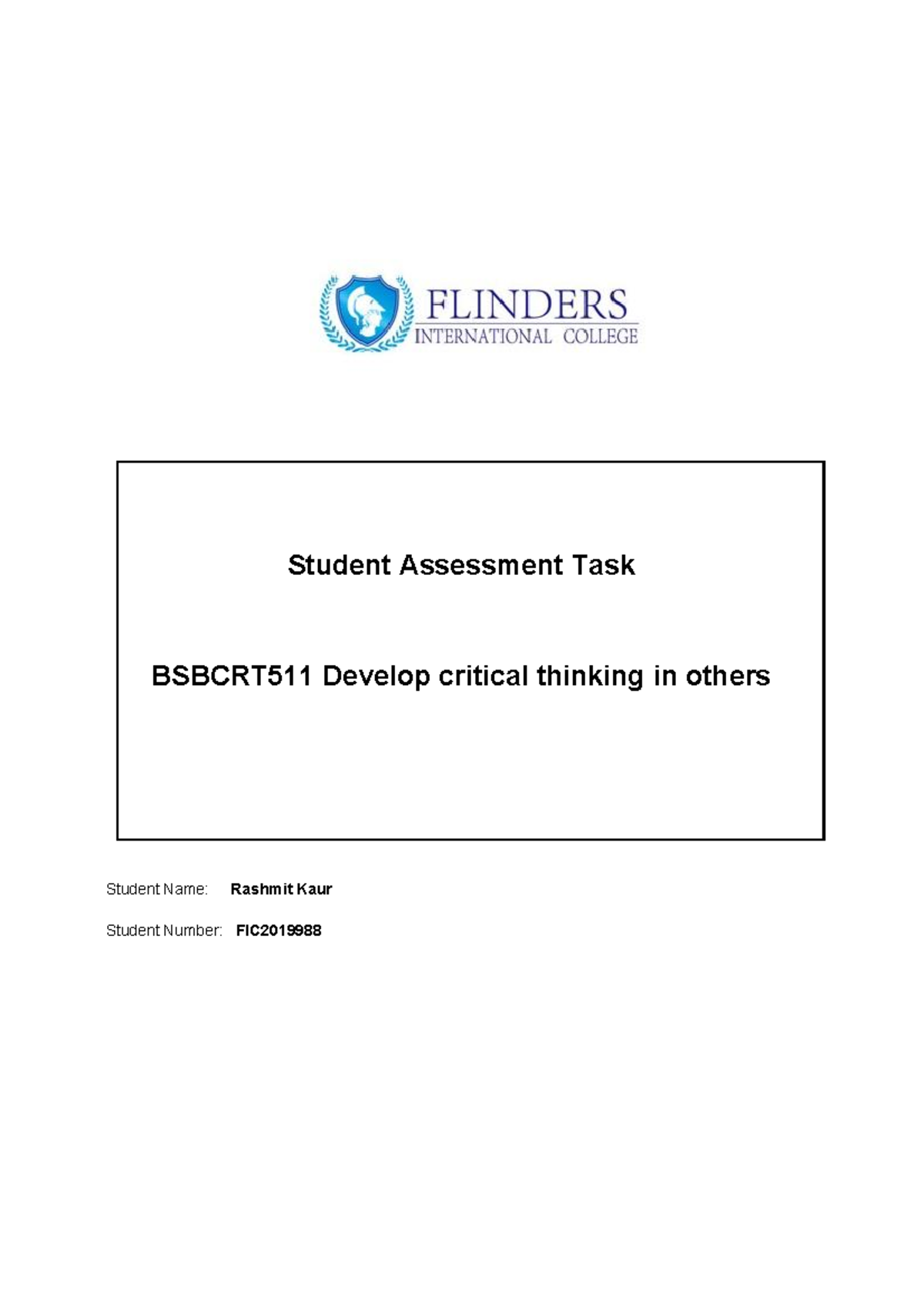 Bsbcrt 511 Project Portfolio Updated - Student Assessment Task ...