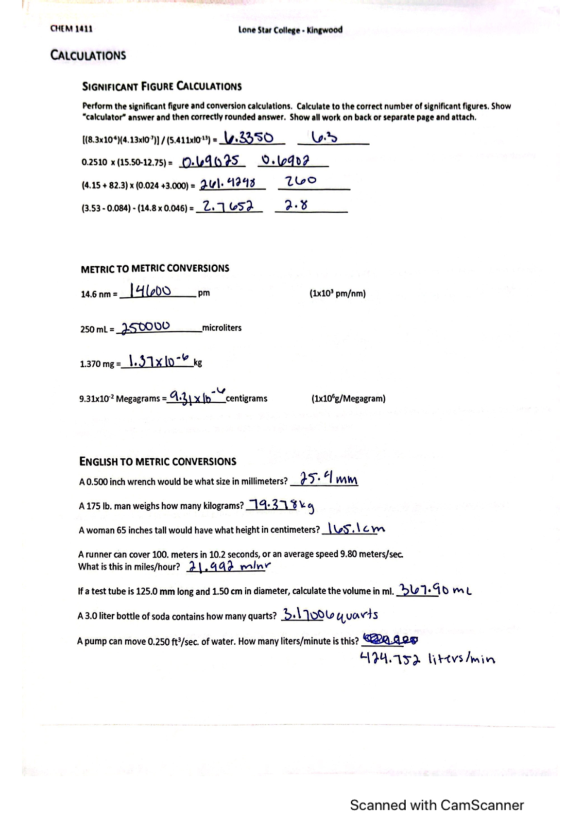 Significant Figures Calculations - CHEM 1411 - Studocu