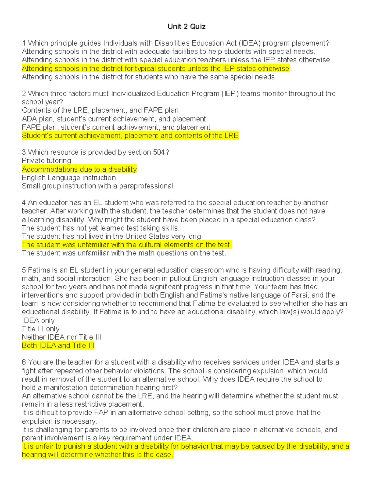 Unit 2 Quiz - Unit 2 Quiz 1 principle guides Individuals with ...