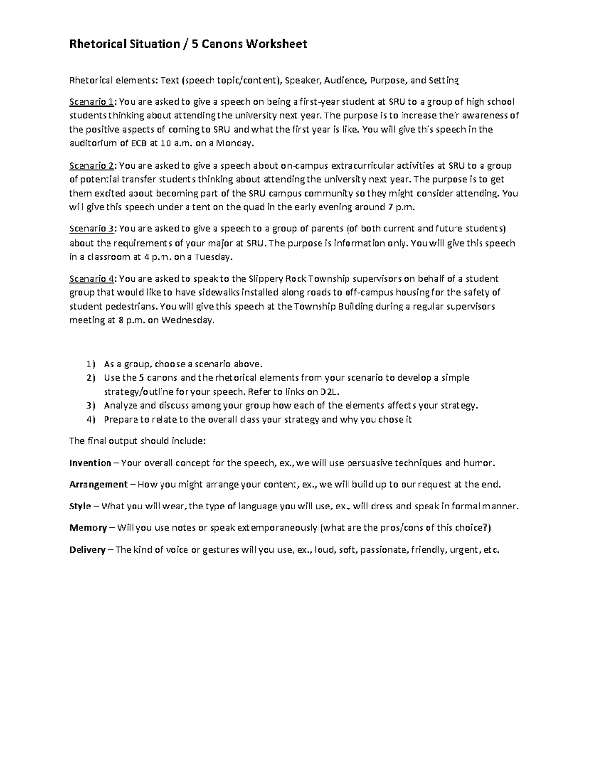 Rhetorical Situation Worksheet - Rhetorical Situation / 5 Canons ...