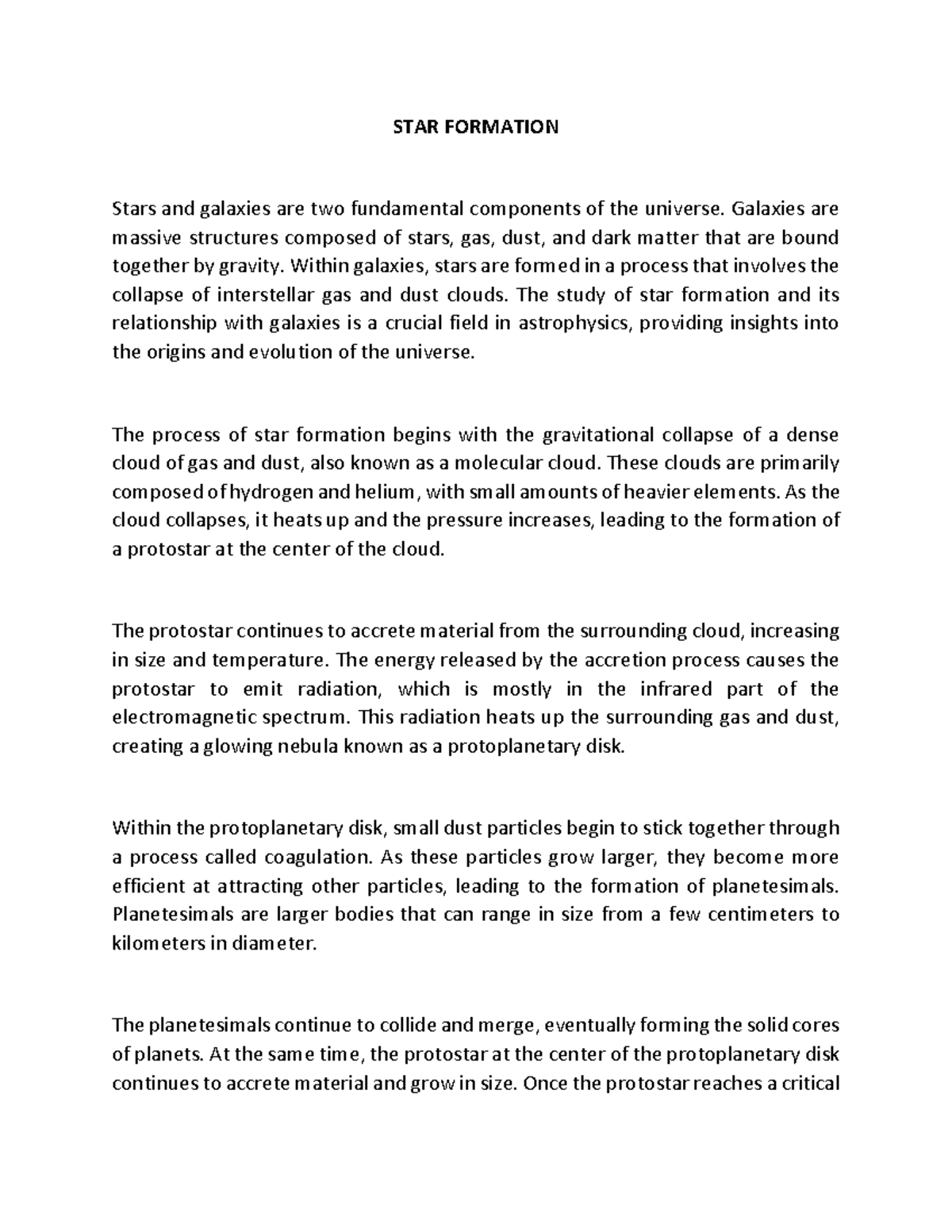 STAR Formation - learning - STAR FORMATION Stars and galaxies are two ...