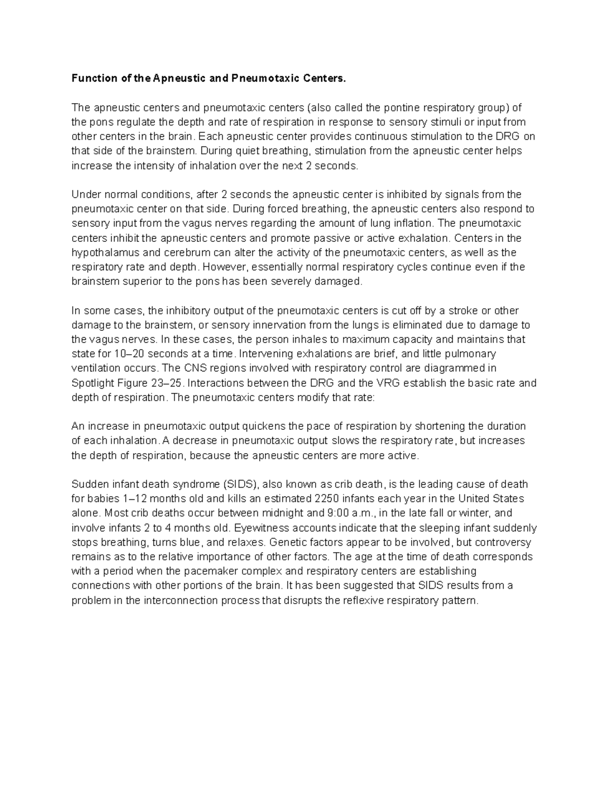 Function of the Apneustic and Pneumotaxic Centers - The apneustic ...