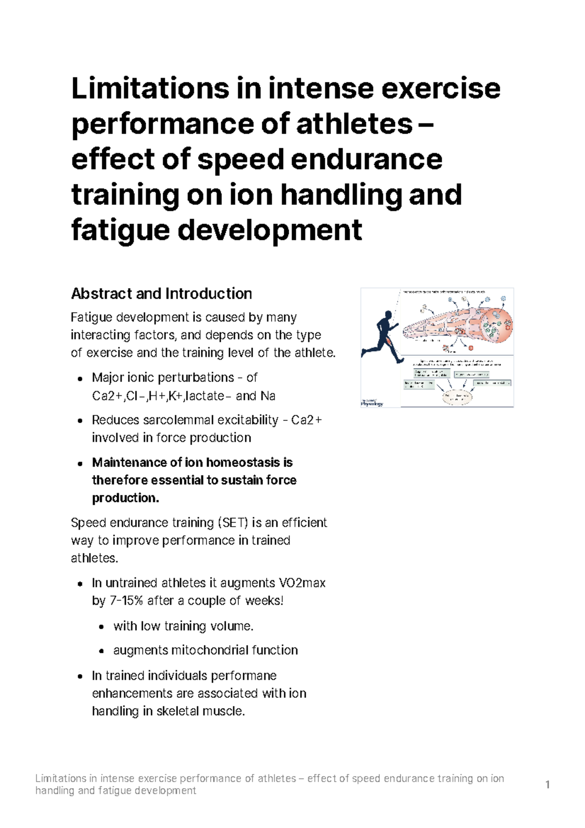Limitations in intense exercise performance of athletes effect of speed ...