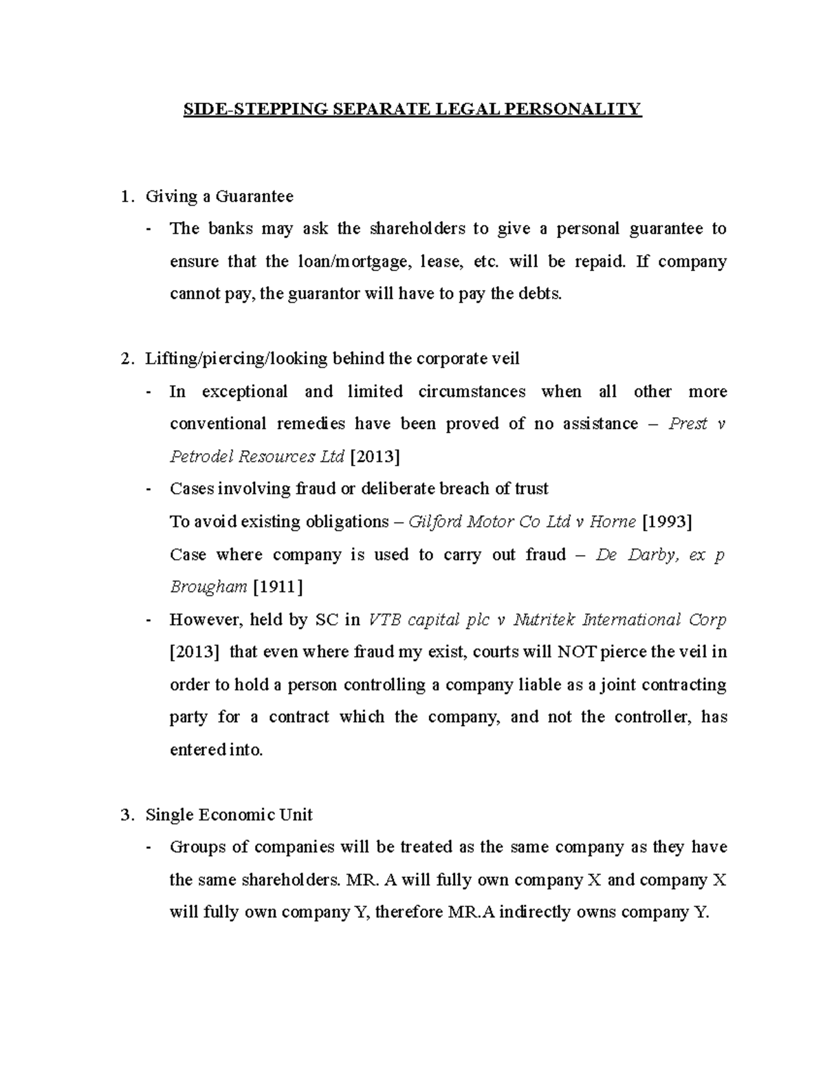 Side Stepping Seperate Legal Personality - SIDE-STEPPING SEPARATE LEGAL ...