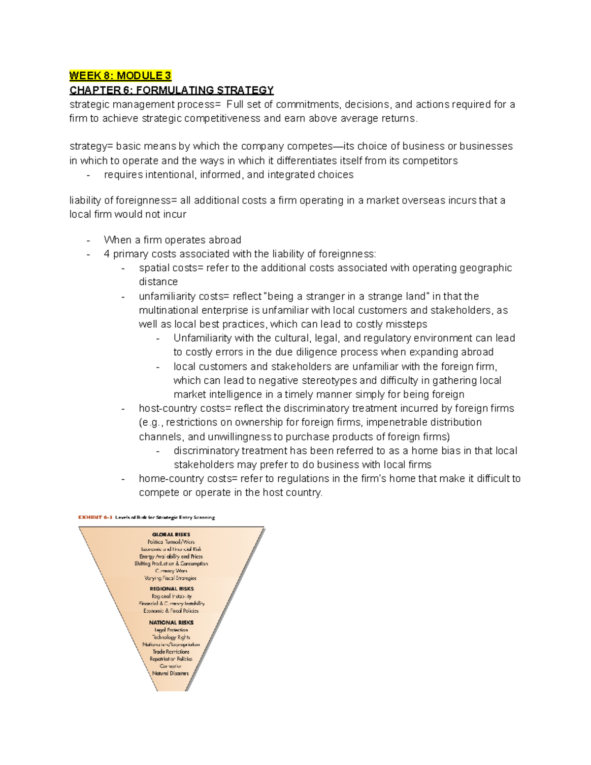 MGT 4880 module 3 Notes - WEEK 8: MODULE 3 CHAPTER 6: FORMULATING ...