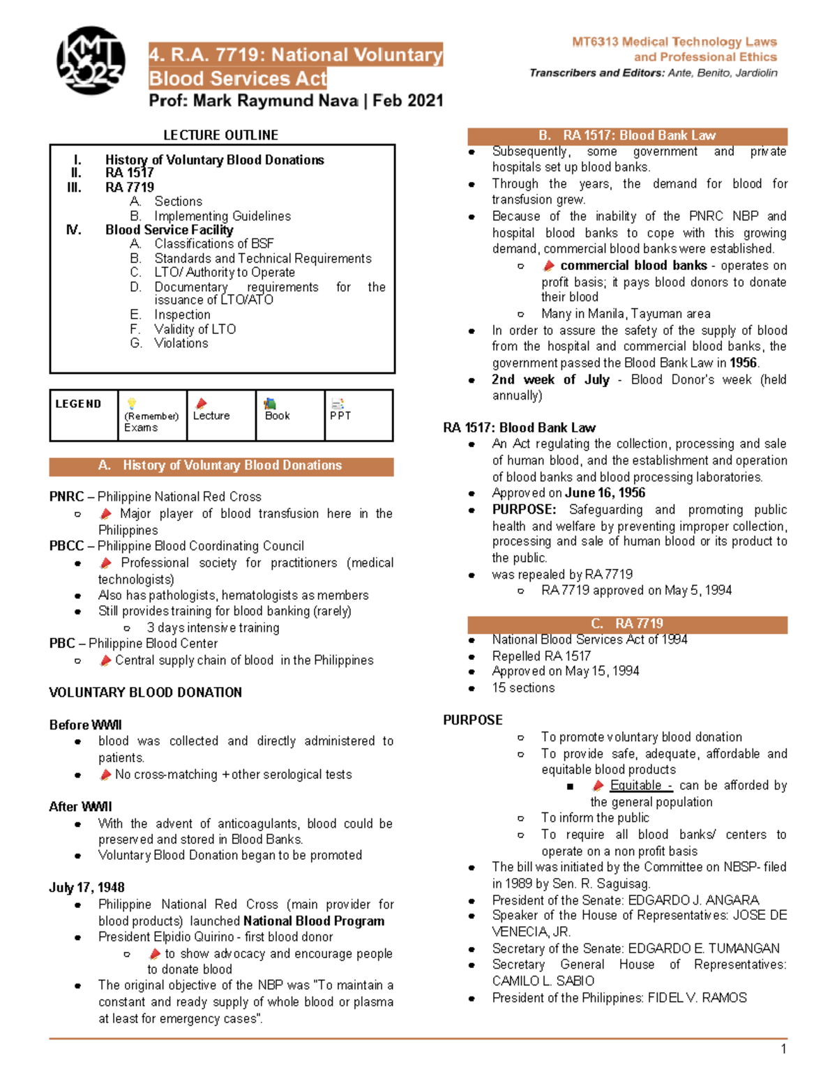 UNIT 4 RA 7719 [MT6313 - Medical Technology Laws and Professional ...