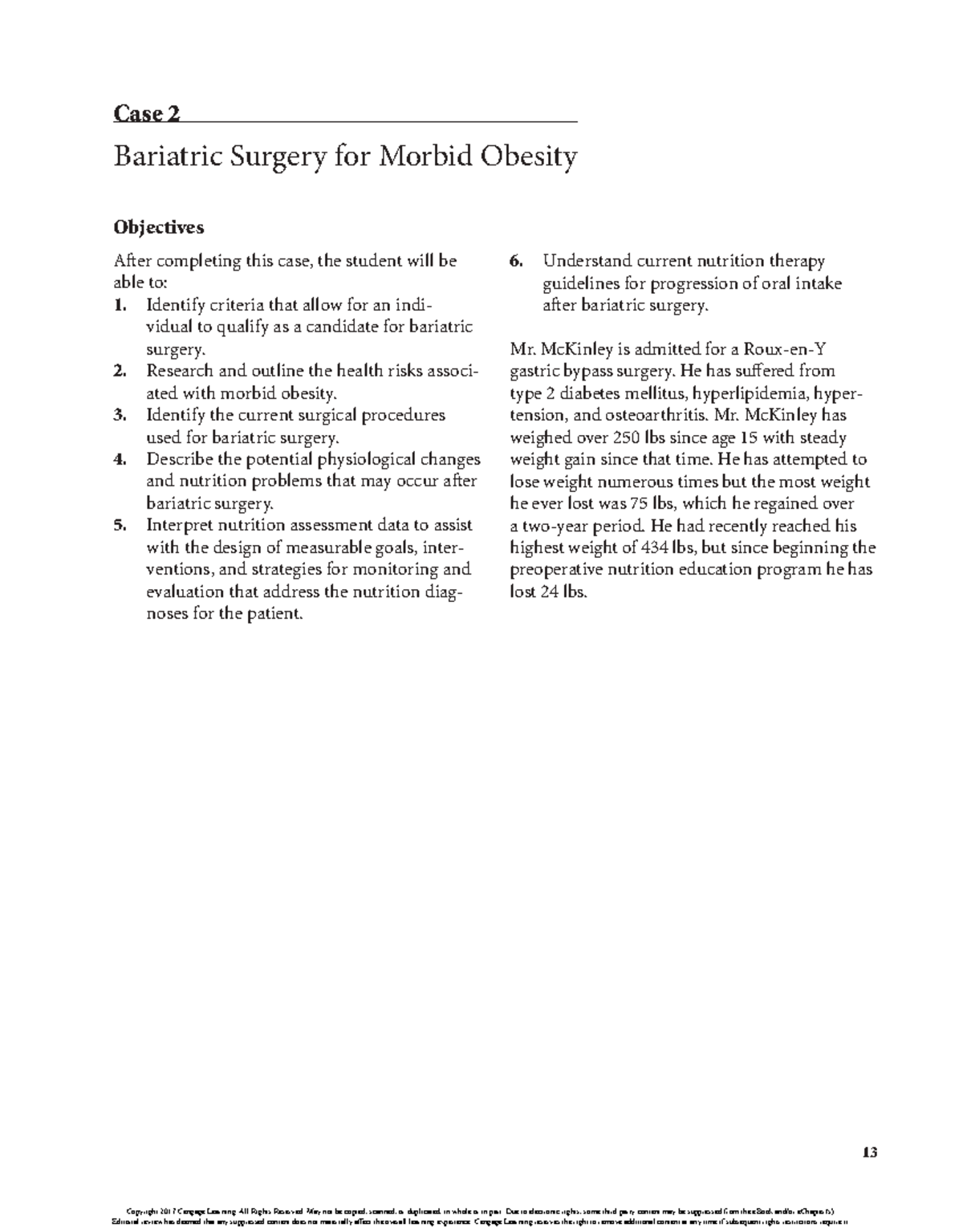 Case 2 - Bariatric Surgery for Morbid Obesity - 13 Case 2 Bariatric ...