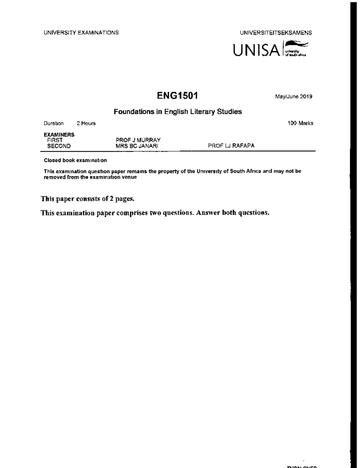 ENG1501-2019-June Exam - ENG1501 - Studocu