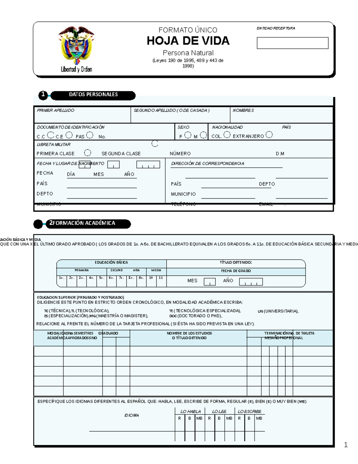 Formato-DAFP-3 - new paper - 1 DATOS PERSONALES 2 FORMACIÓN ACADÉMICA Y ...
