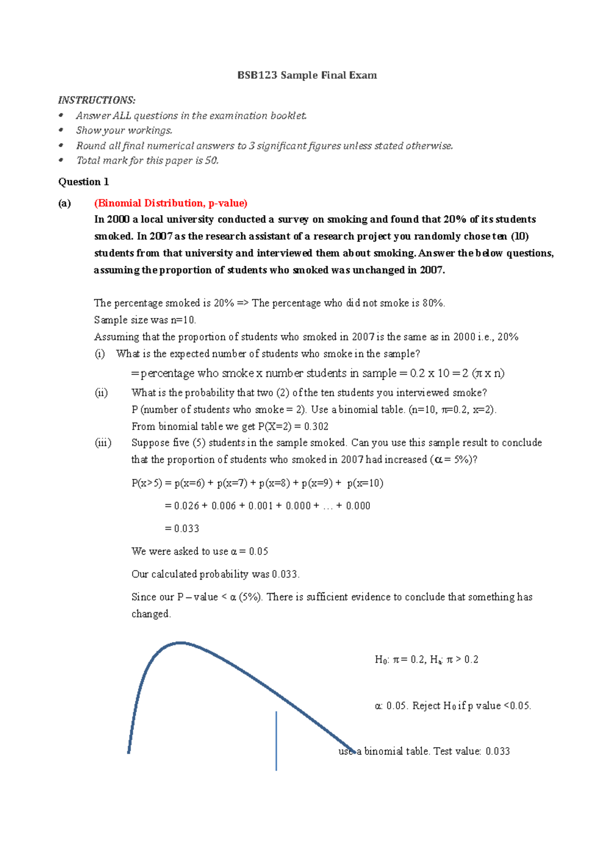 Sample Final Exam - BSB123 Sample Final Exam INSTRUCTIONS: Answer ALL ...