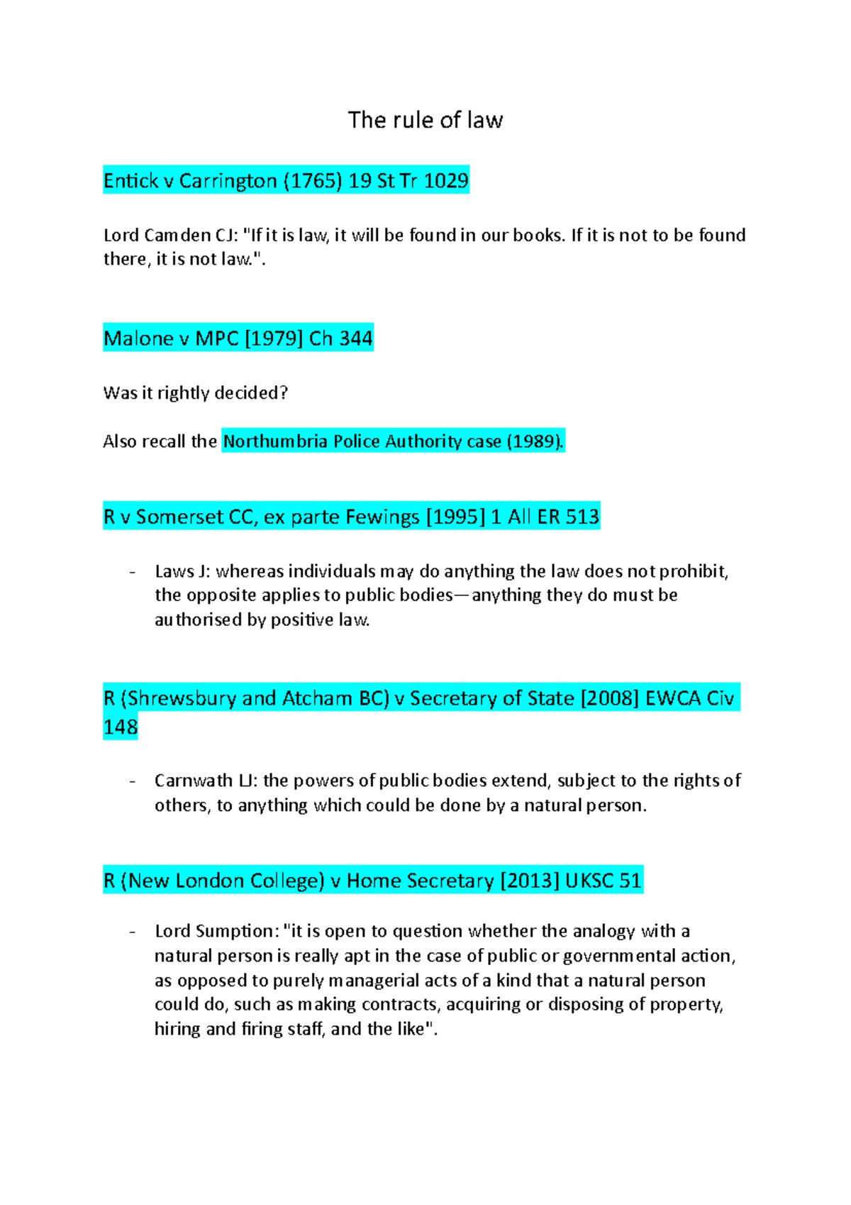 The rule of law - Notes to help with knowledge and revision. - The rule ...