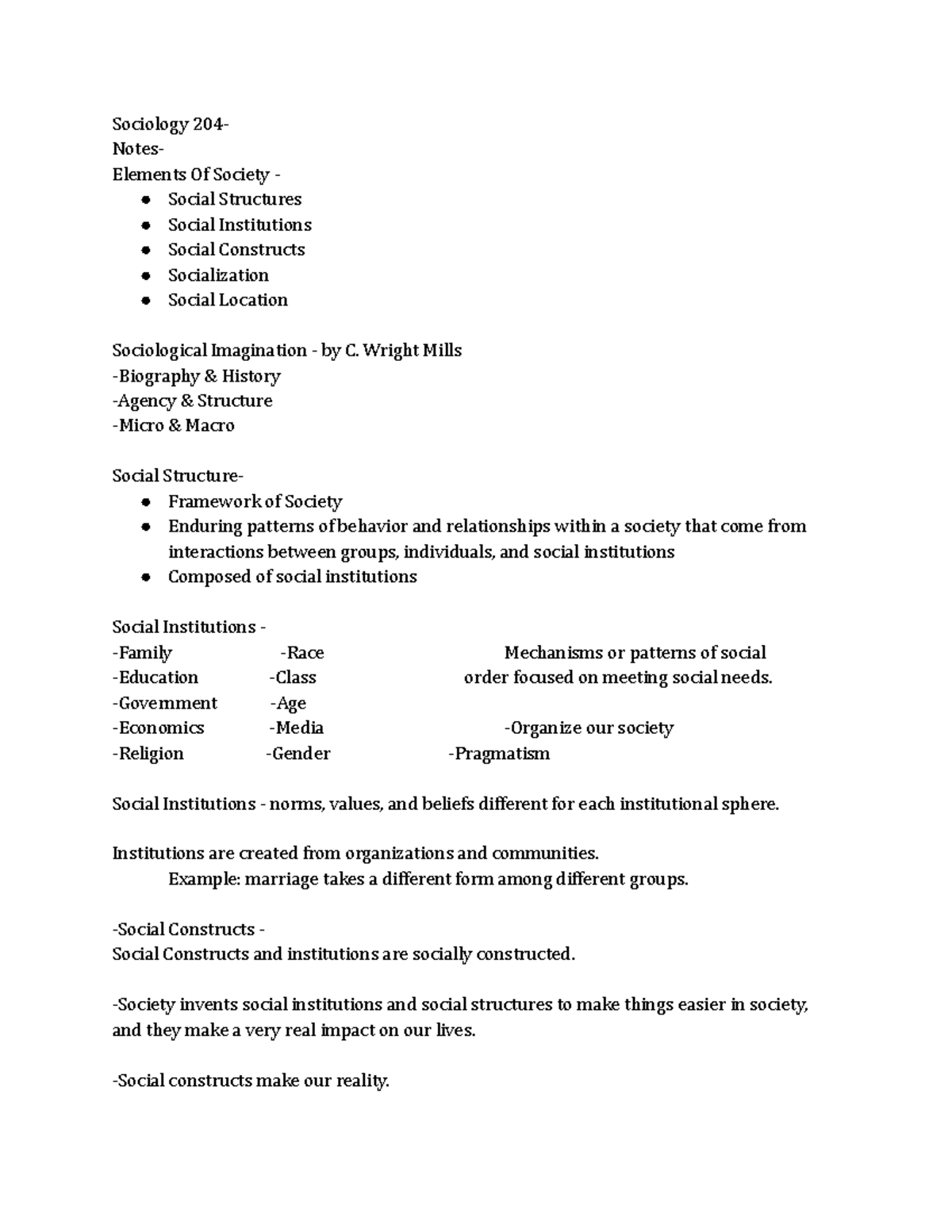Elements of Society - Sociology 204- Notes- Elements Of Society ...