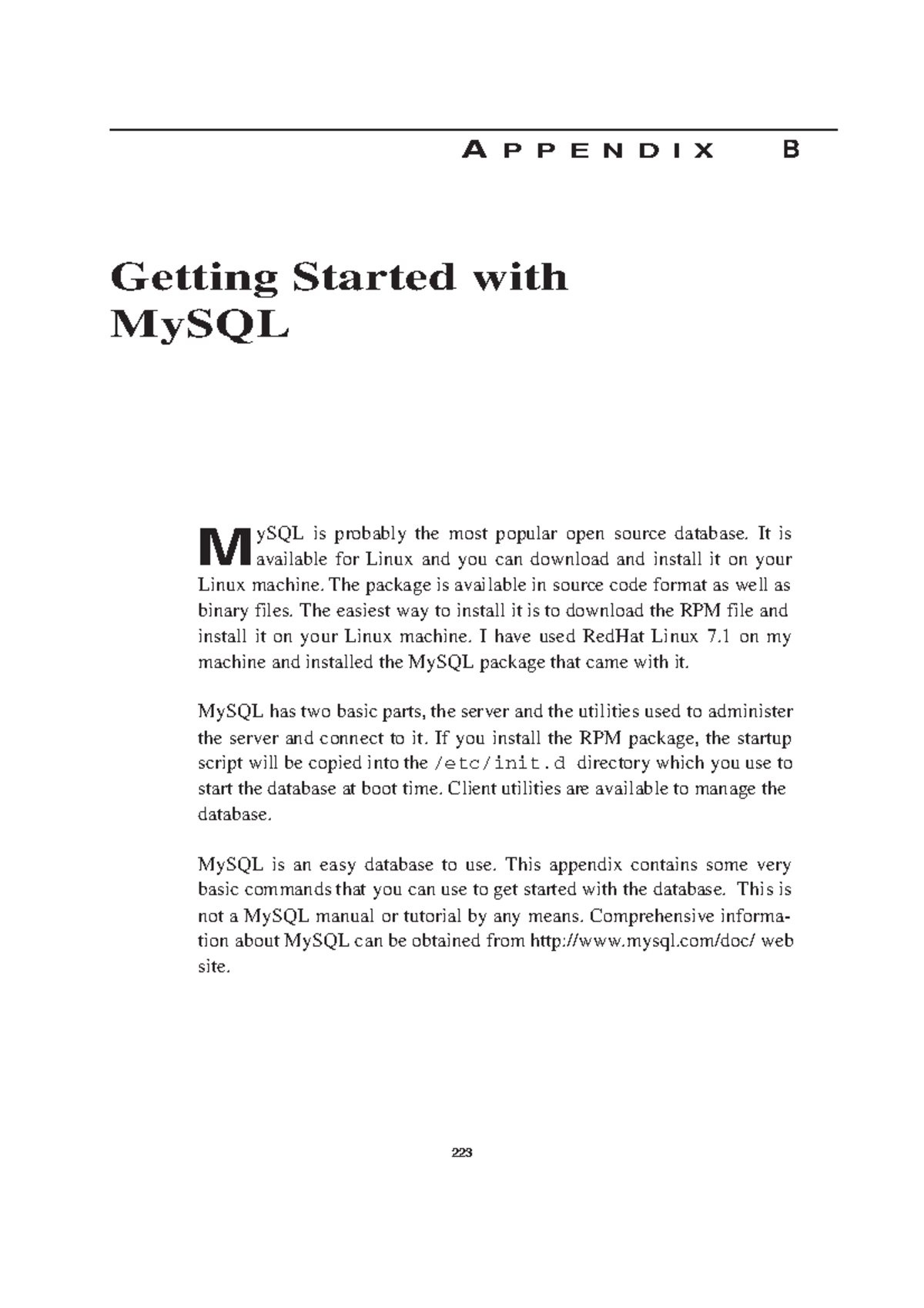 Getting Started with My Sql - 223 A P P E N D I X B Getting Started ...