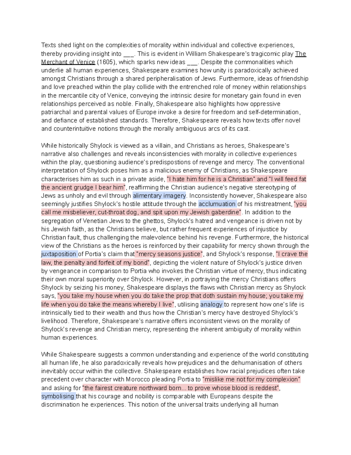 HSC English Essay Comon Mod - Texts shed light on the complexities of ...