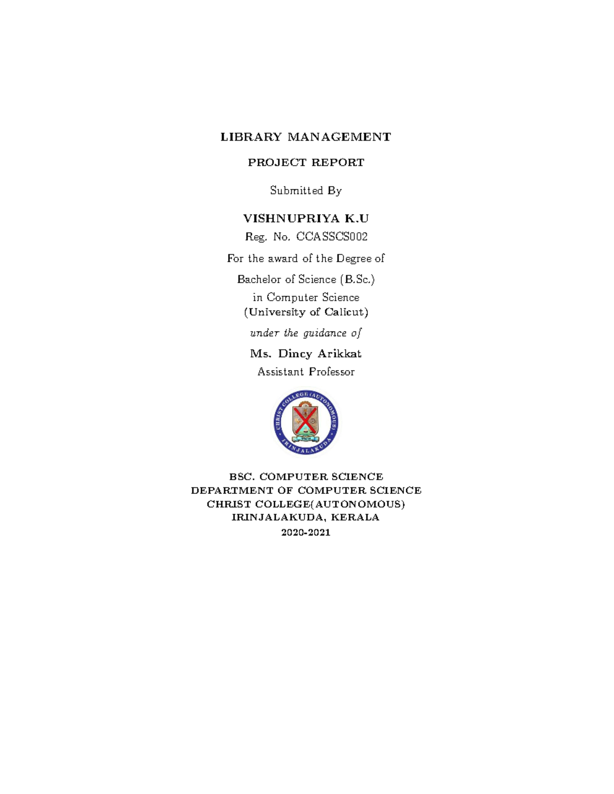 Library management - LIBRARY MANAGEMENT PROJECT REPORT Submitted By ...