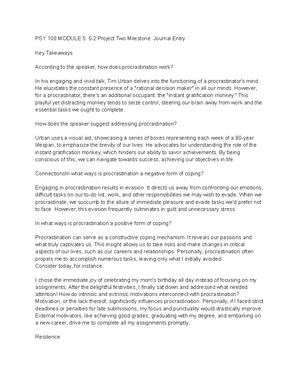 PSY 108 2-2 Project One Milestone Graphic Organizer - Project One ...