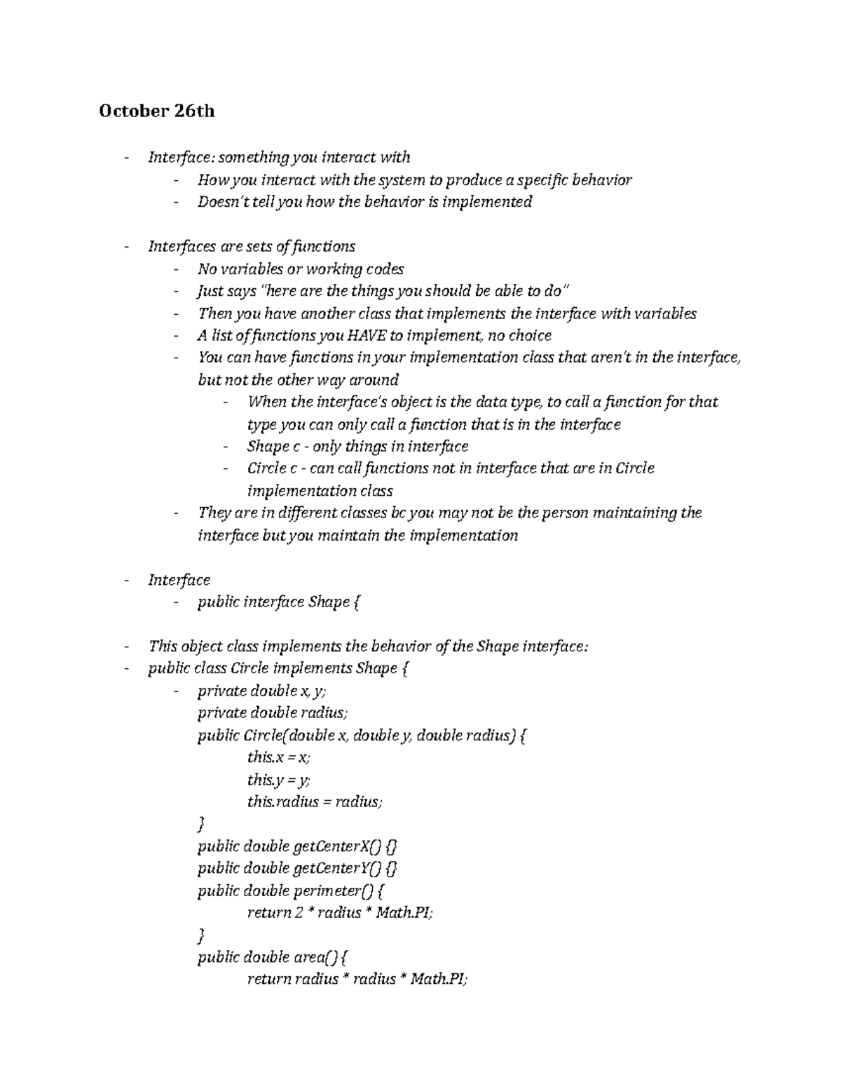 Class 22 Notes - Java programming interfaces. Dr. McBurney and Dr ...