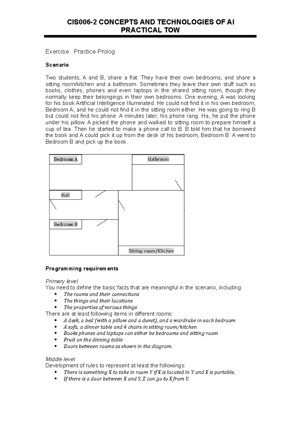 Exercises part 2 - CIS006-2 CONCEPTS AND TECHNOLOGIES OF AI PRACTICAL ...