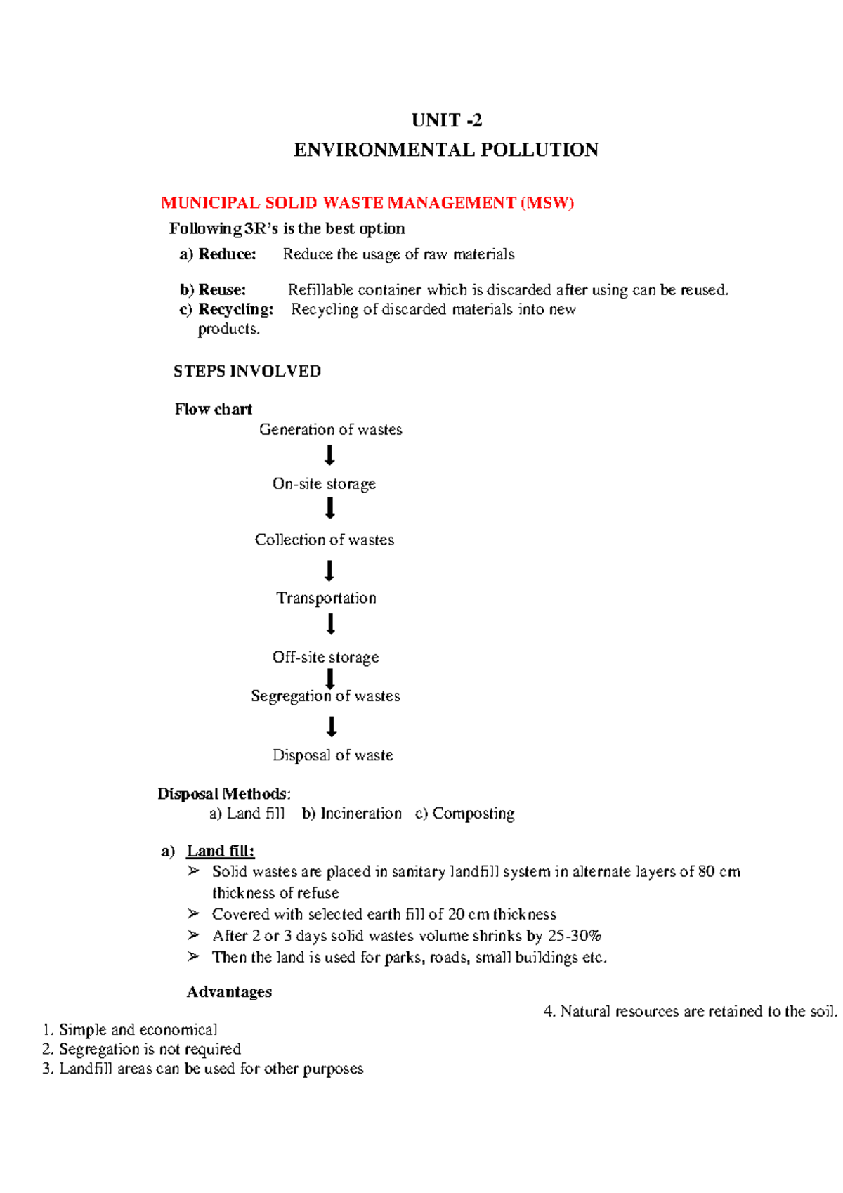 UNIT - 2 waste management, Ohasms, Acts - UNIT - 2 ENVIRONMENTAL ...
