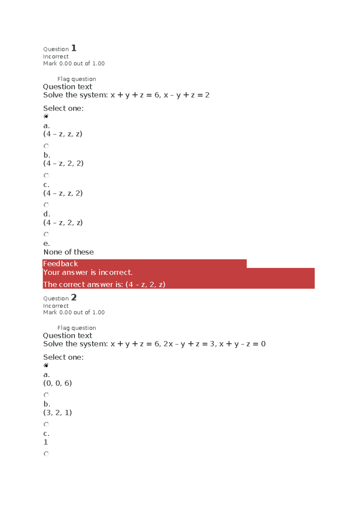 Self Quiz Unit 6 Question 1 Incorrect Mark 0 Out Of 1 Flag Question