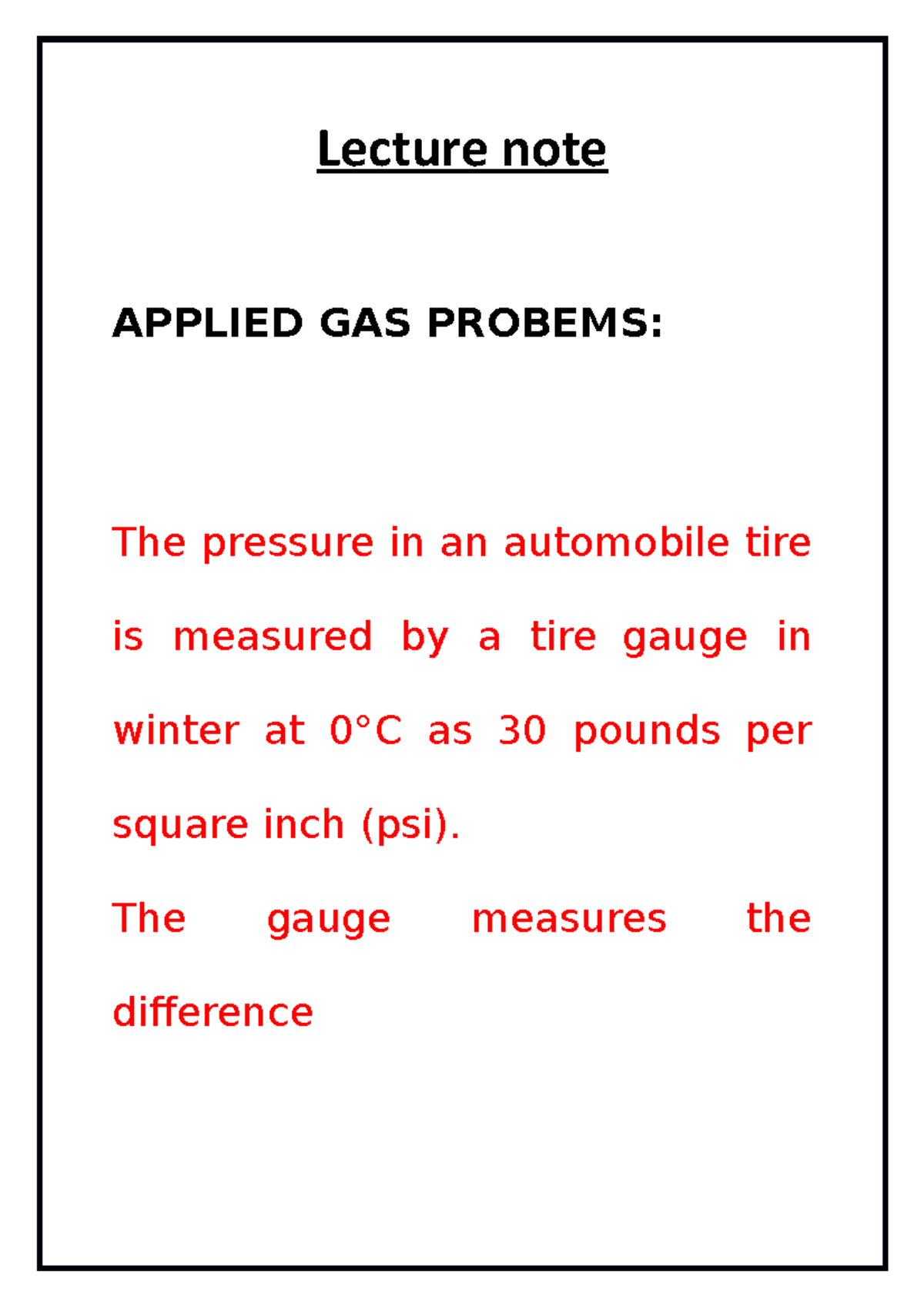 Lecture note of Applied GAS Problems - Lecture note APPLIED GAS PROBEMS ...